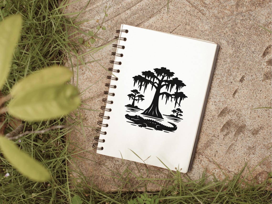 Swamp Scene SVG - Alligator Bayou Nature Wildlife Southern Landscape ...