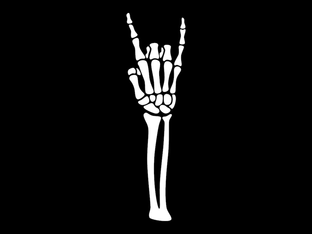 Skeleton Hand Rocker SVG, Rock and Roll Hand Silhouette, Hand Horns ...