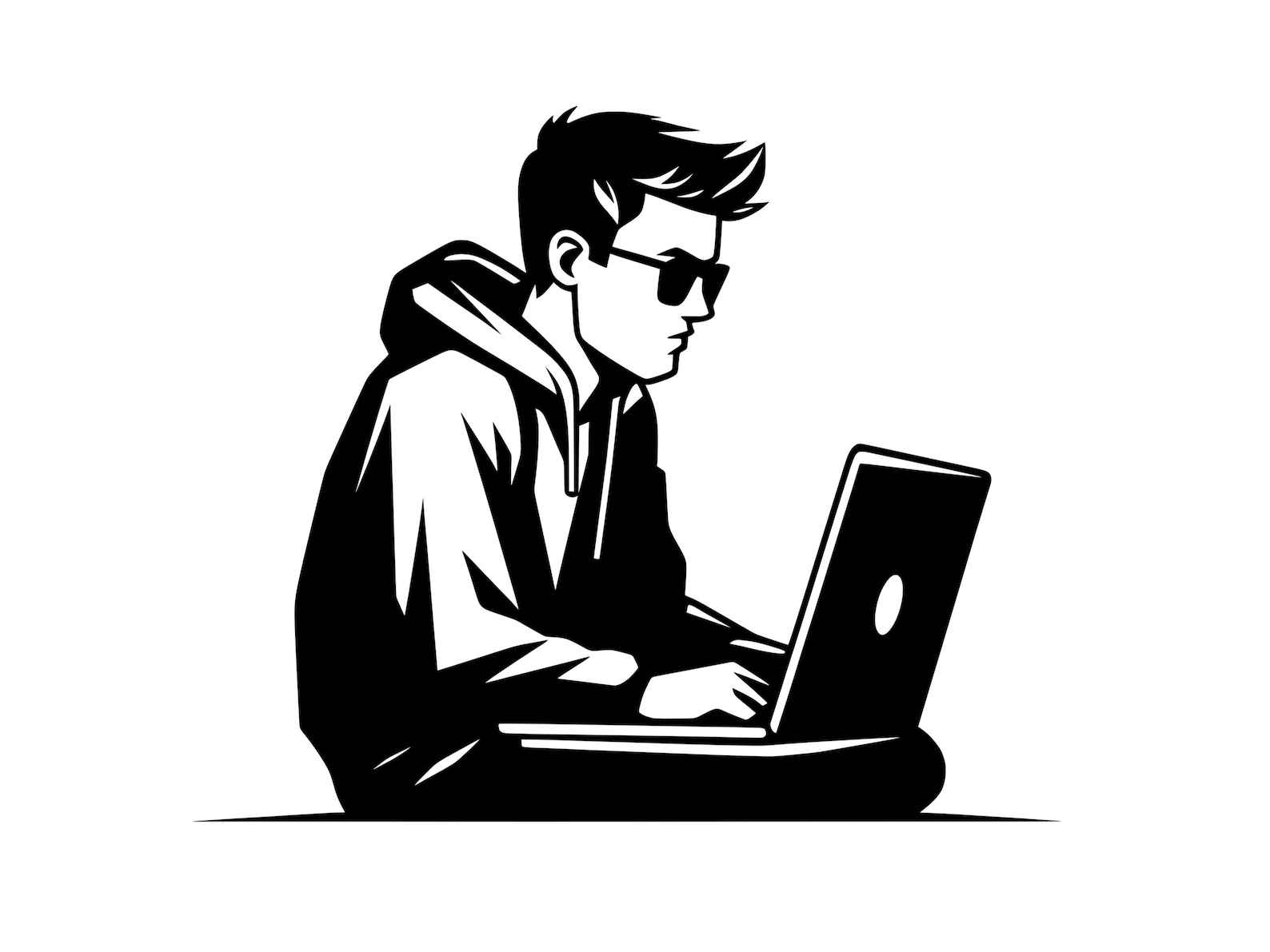 Laptop User SVG - Programmer Hacker Gamer Computer Study Printable Clip ...