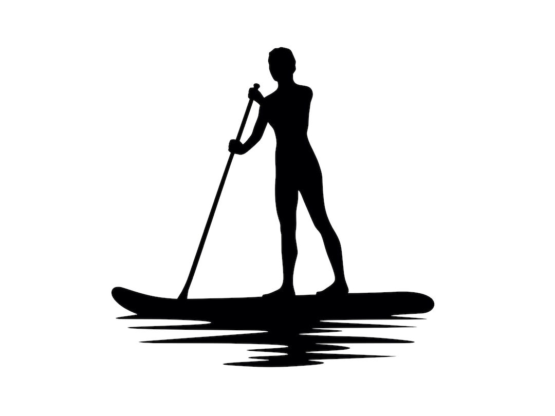 Paddle Boarder SVG - Person Paddle Boarding Silhouette Clipart Cut File ...