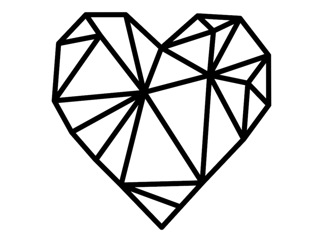 Geometric Heart SVG, Love Heart Silhouette, Valentines Day Clipart ...