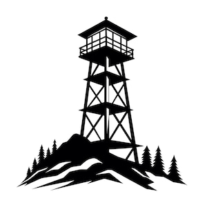 Fire Lookout Tower SVG - Forest Fire Watchtower Station Silhouette Clip ...