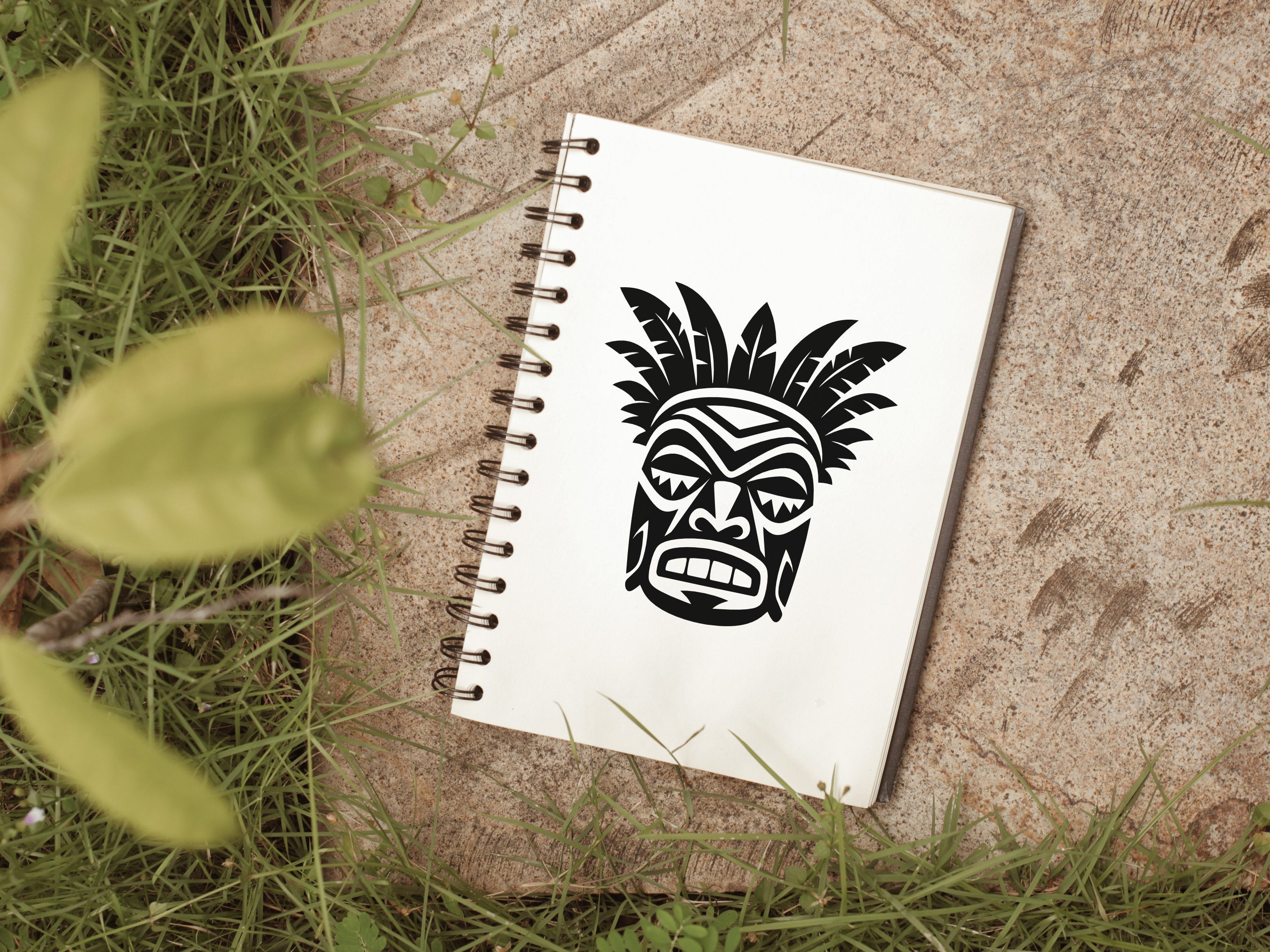 Tiki Mask SVG Wooden Tiki Face Tropical Island Mask Silhouette Clip Art ...