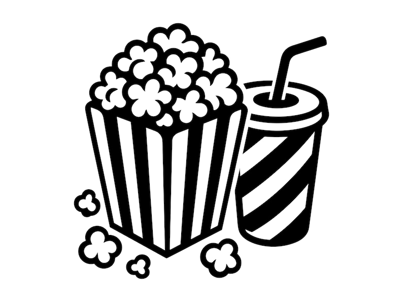 Movie Snacks SVG - Movie Night Popcorn Soda Cinema Snack Time Printable ...