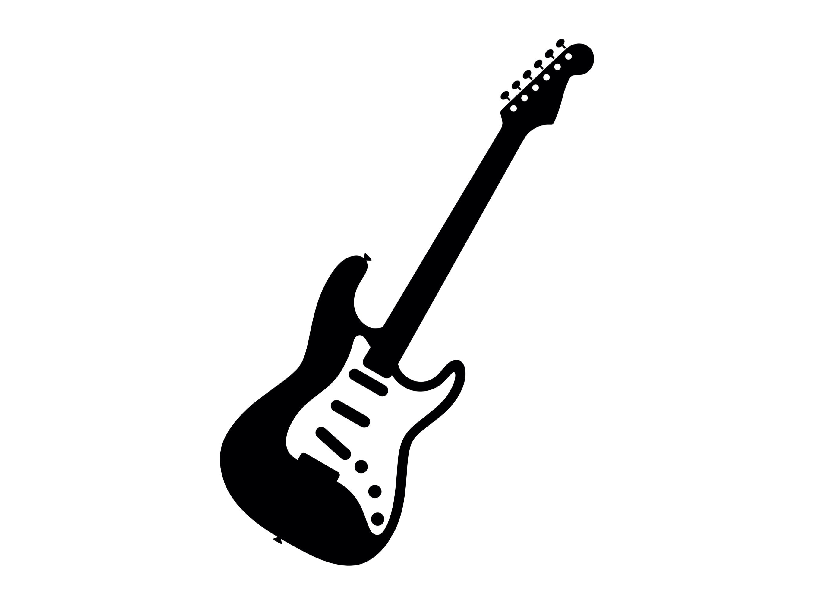 Electric Guitar SVG - Retro Guitar Rock Music Instrument Silhouette ...