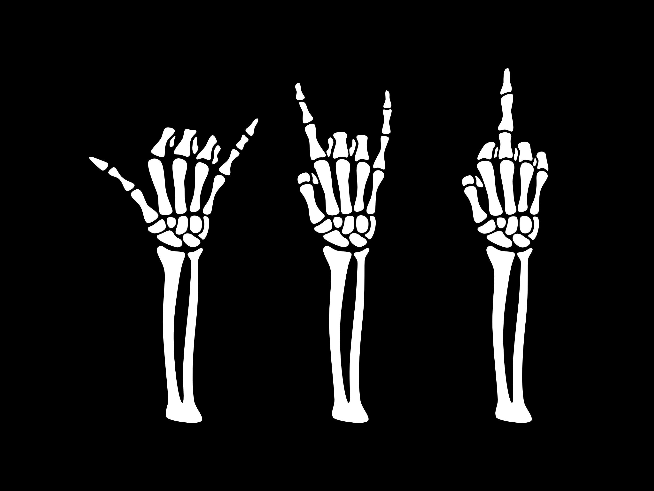 Skeleton Hand Signs - Hang Loose, Rock, Middle Finger, Funny Skeleton ...
