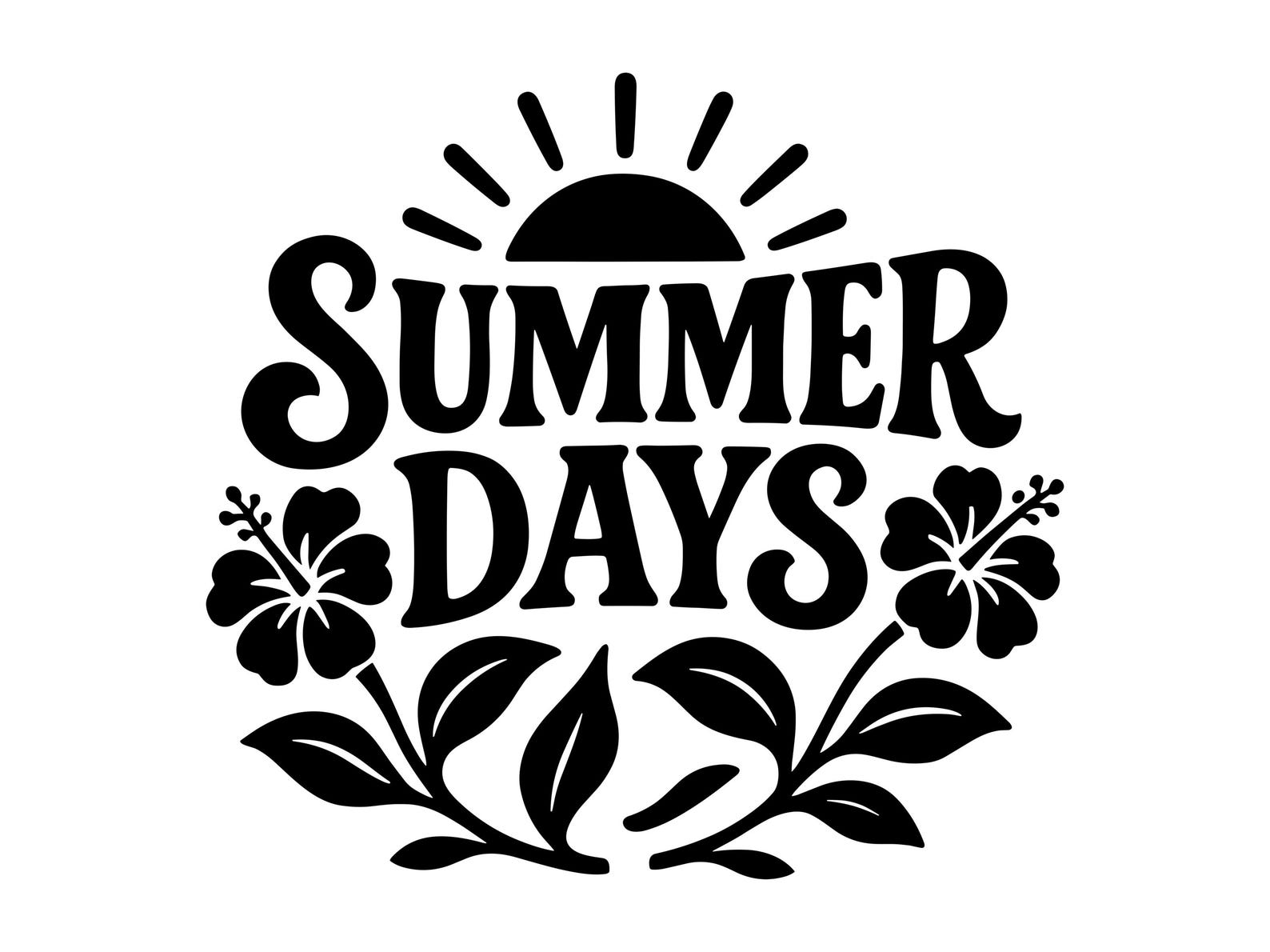 Summer Days SVG - Beach Vacation Tropical Flowers Sun Quote Word Art ...
