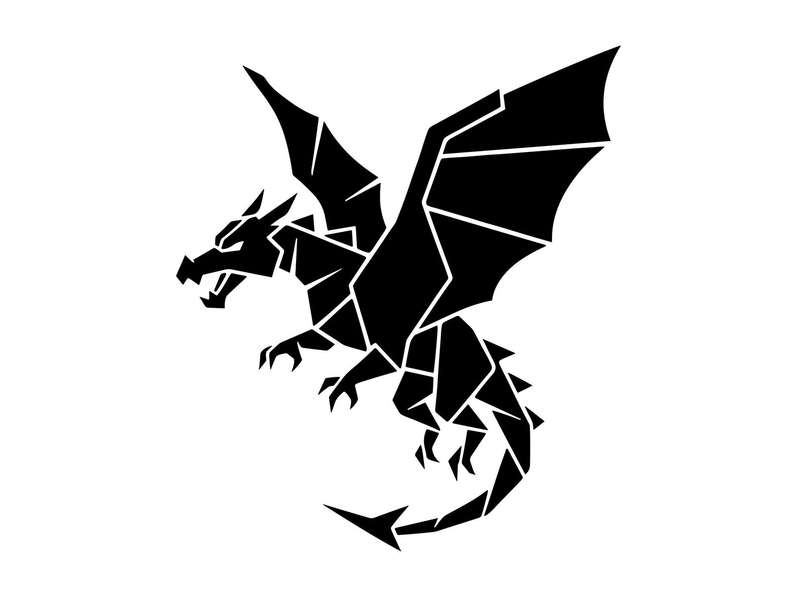 Geometric Dragon SVG - Fantasy Creature Mythical Beast Medieval Art Dnd ...