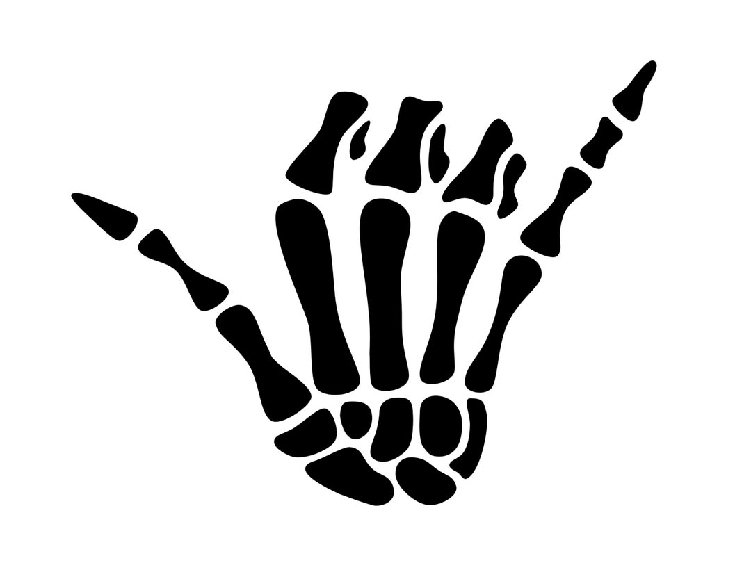 Skeleton Hang Loose Shaka Hand Sign SVG - Printable Silhouette Clipart ...