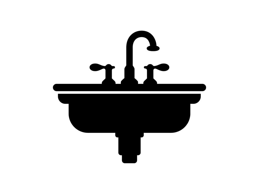 Sink SVG - Bathroom Kitchen Sink Faucet Wash Basin Water Tap Printable ...