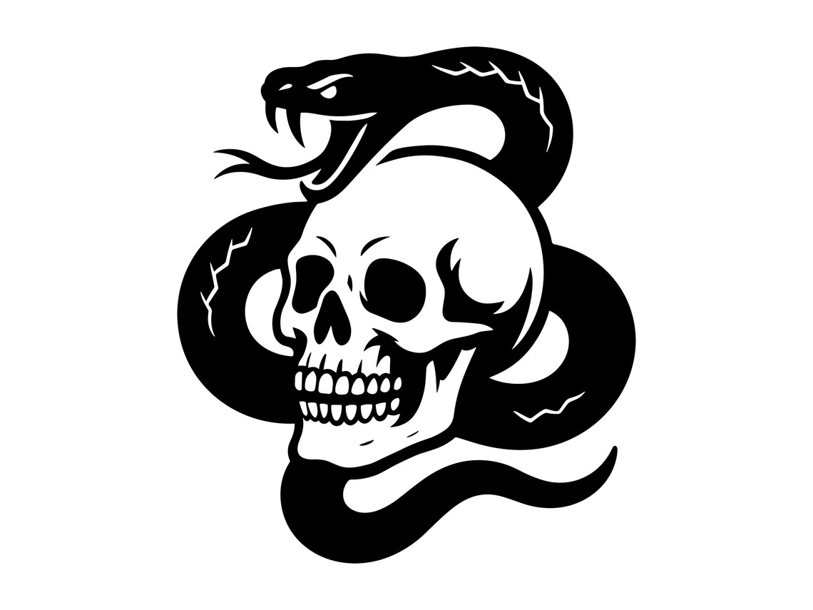 Skull Snake SVG - Gothic Tattoo Dark Art Halloween Horror Macabre Skull ...