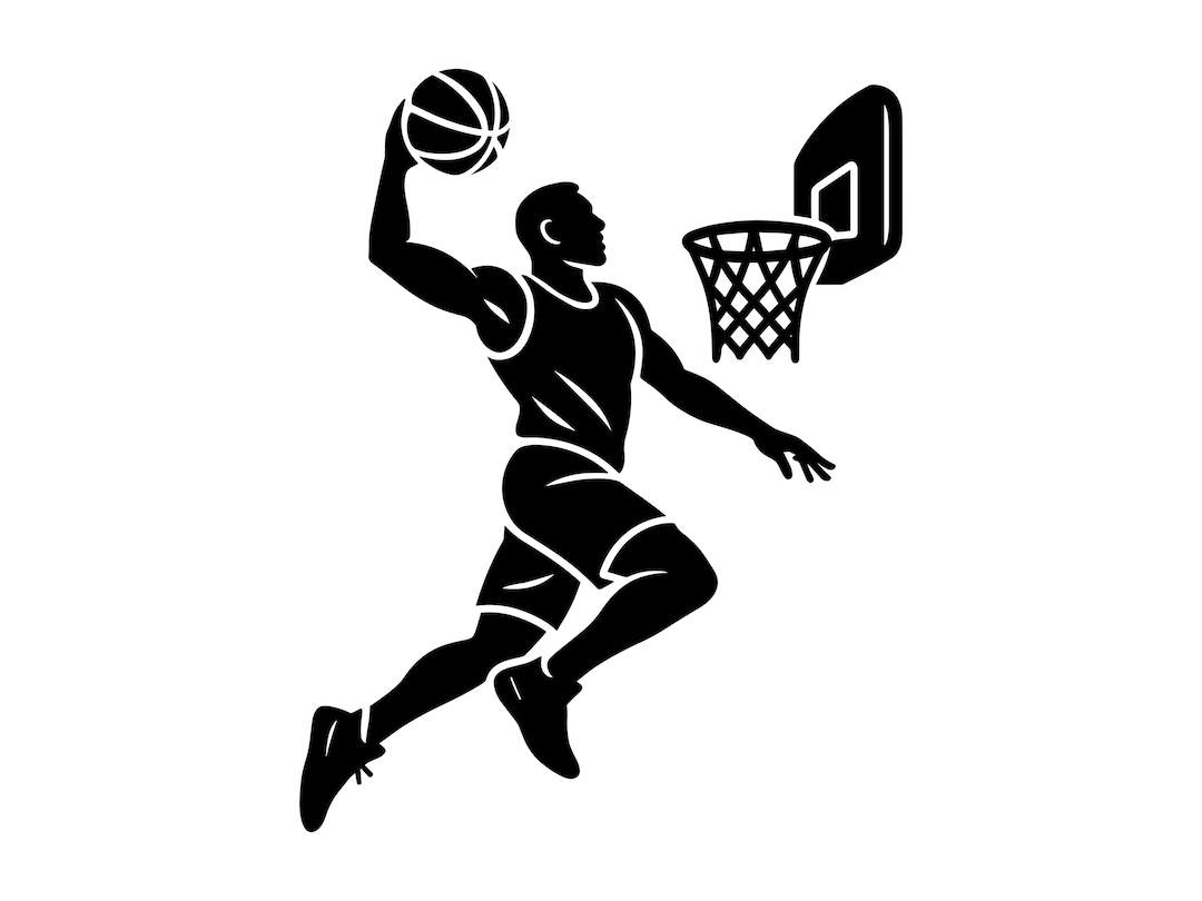 Basketball Dunk SVG - Sports Player Slam Dunk Athlete Basketball Game ...