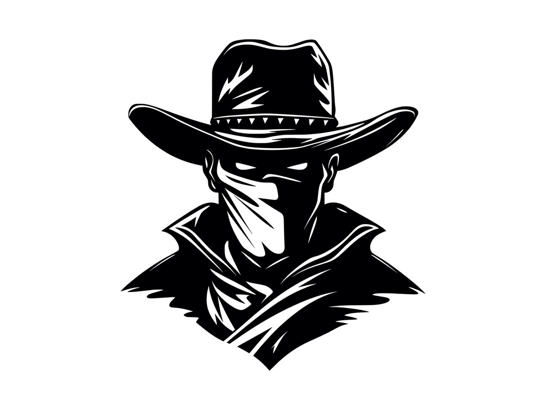 Outlaw SVG - Wild West Gunslinger Cowboy Bandit Silhouette Clipart Cut ...