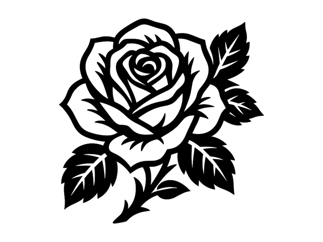 Rose Flower SVG - Floral Wedding Valentine Tattoo Nature Clipart ...