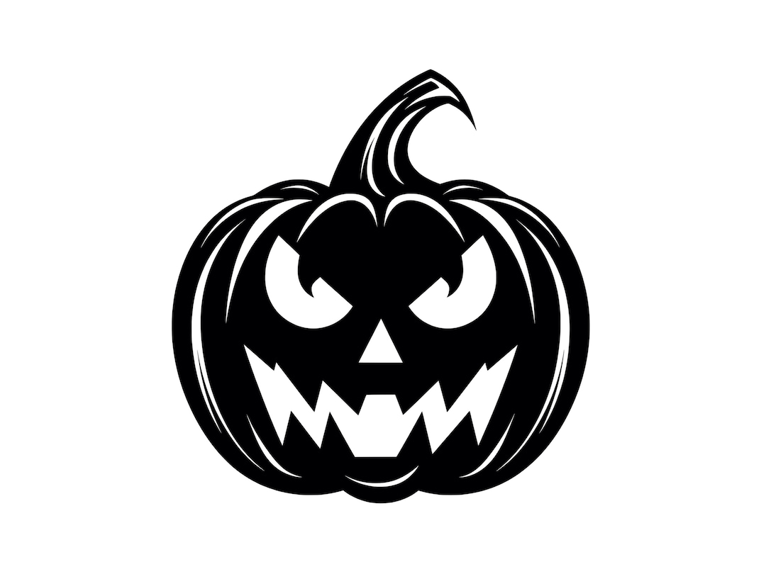 Jack O Lantern SVG - Scary Halloween Pumpkin Face Carving Silhouette ...