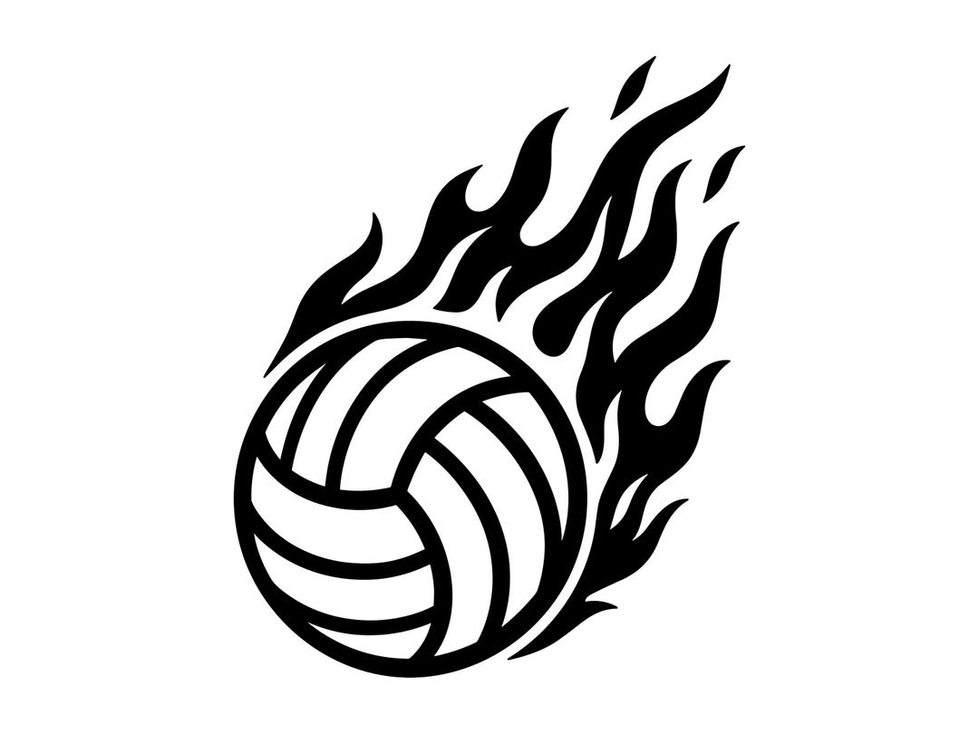 Flaming Volleyball SVG - Sports Team Fireball Volleyball Game Athlete ...