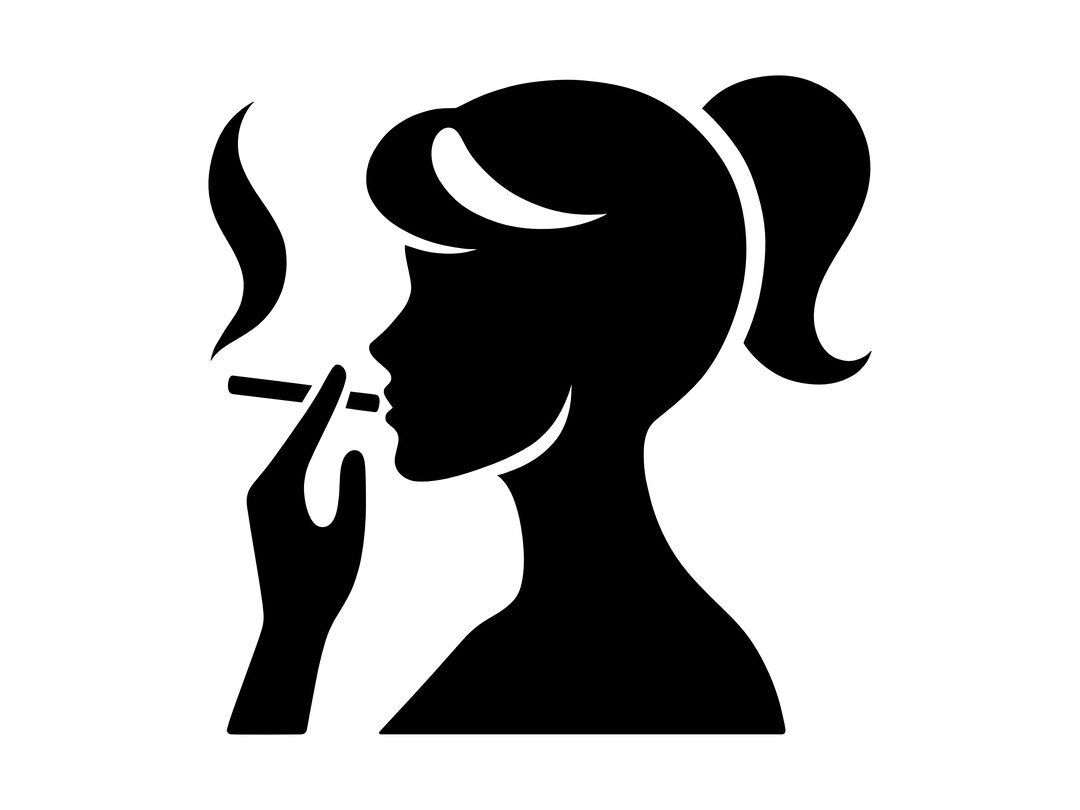 Cigarette Smoker SVG - Woman Smoking Tobacco Smoker Sign Silhouette ...