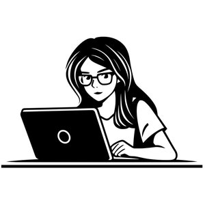 Computer Girl SVG - Laptop Study Girl Coder Programmer Printable Clip ...