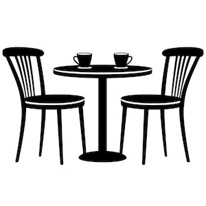 Cafe Table SVG - Coffee Shop Table and Chairs Restaurant Silhouette ...