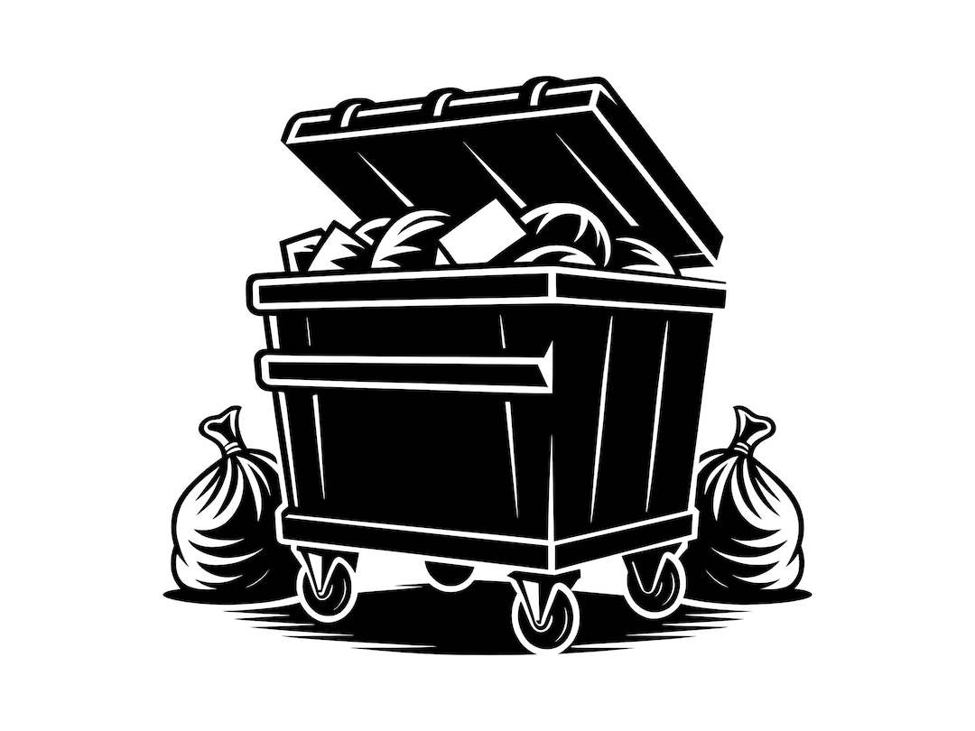 Dumpster SVG - Garbage Trash Rubbish Bin Junk Waste Disposal Printable ...