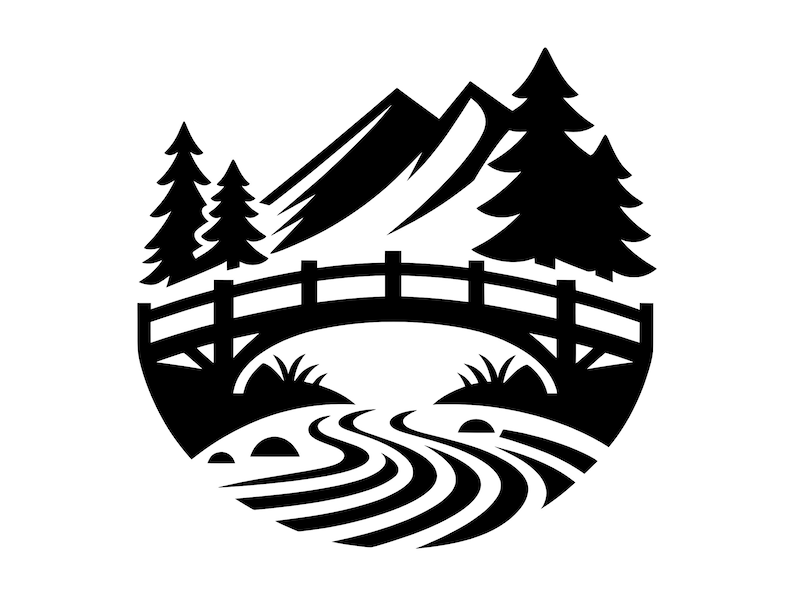 Bridge SVG - Outdoors Nature River Mountains Scenic Landscape Printable ...