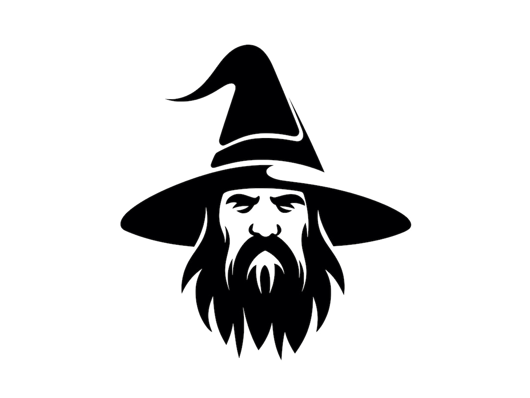 Wizard Head SVG - Fantasy Wizard Magic Sorcerer Silhouette Clipart Cut ...