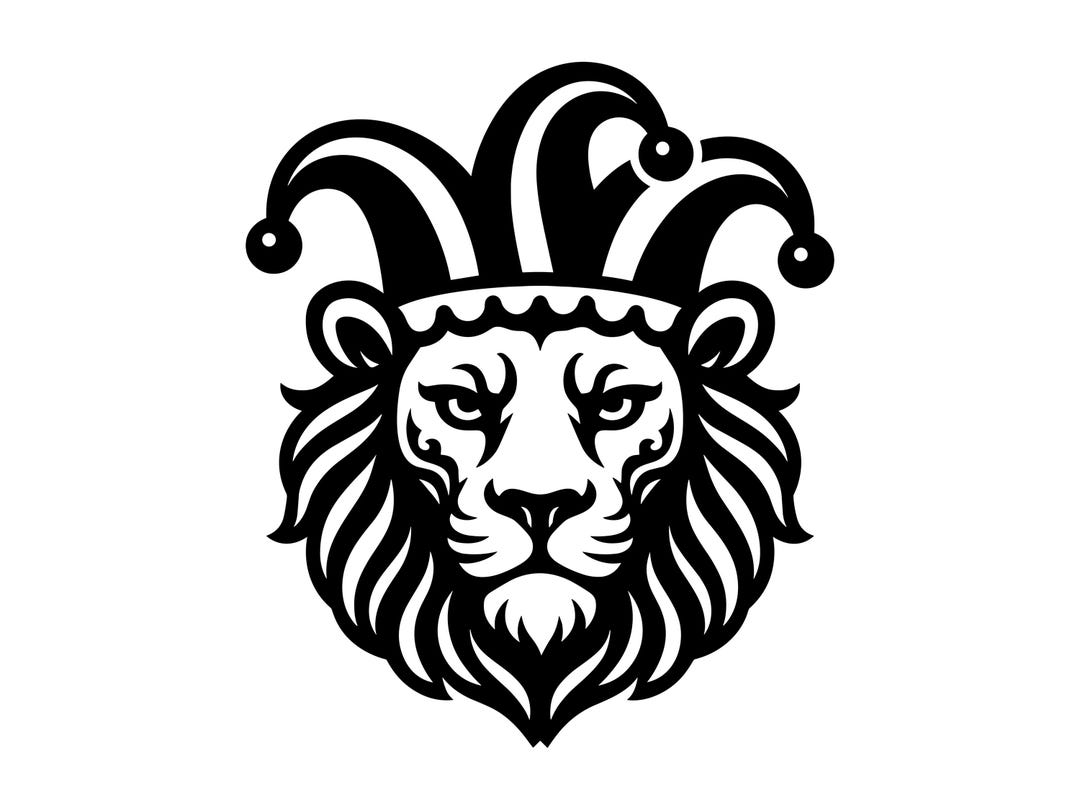 Lion Jester SVG - Circus Animal Joker Face Carnival Clown King Mascot ...