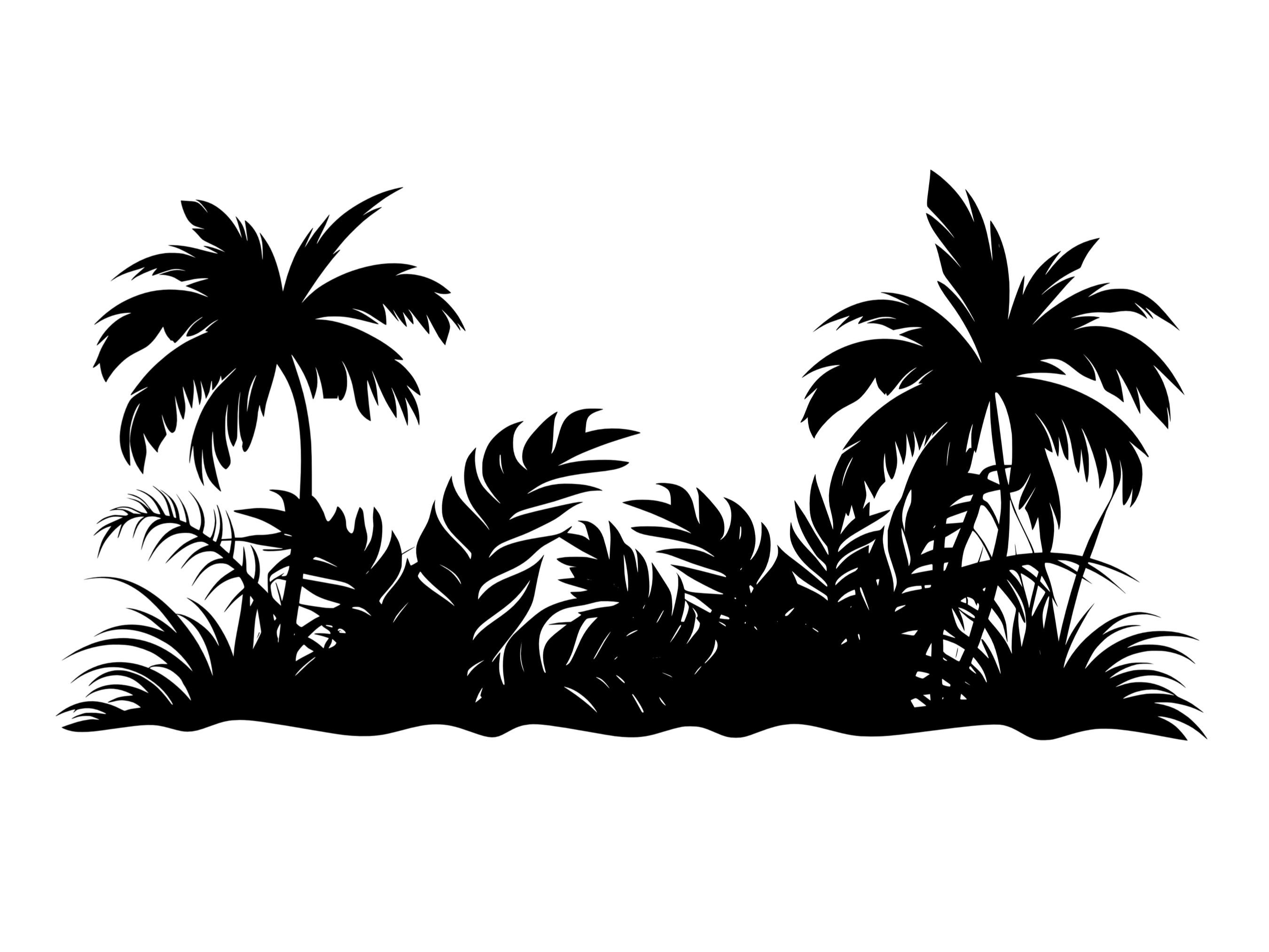 Jungle SVG Tropical Flora Leaves Printable Silhouette Clipart Cut File ...