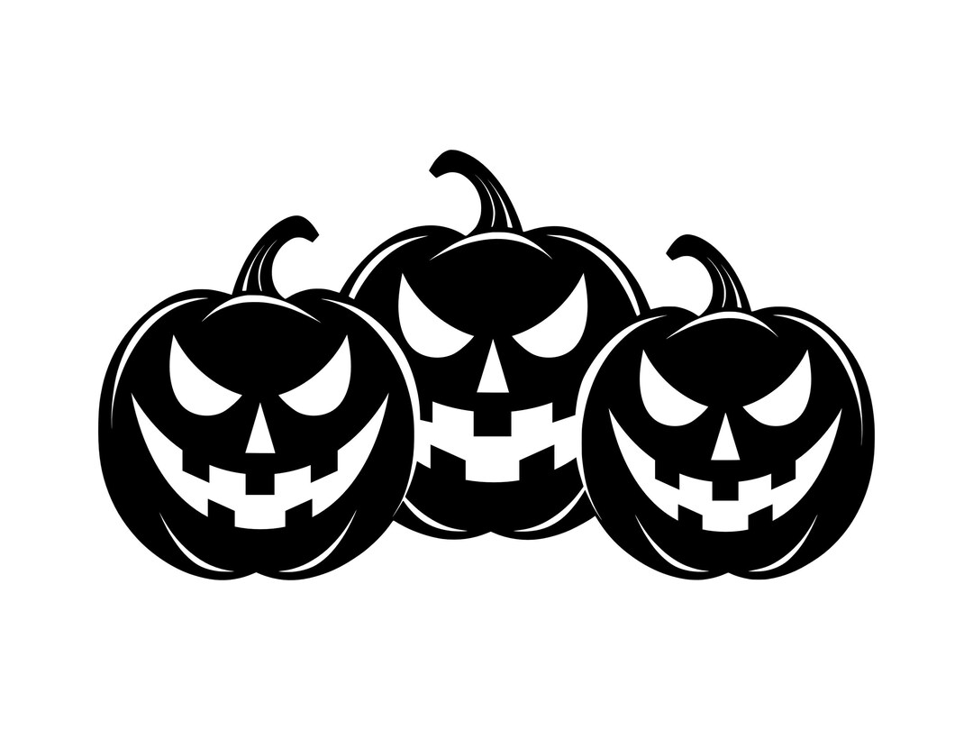 Jack O Lanterns SVG - Spooky Halloween Pumpkin Face Carving Silhouette ...