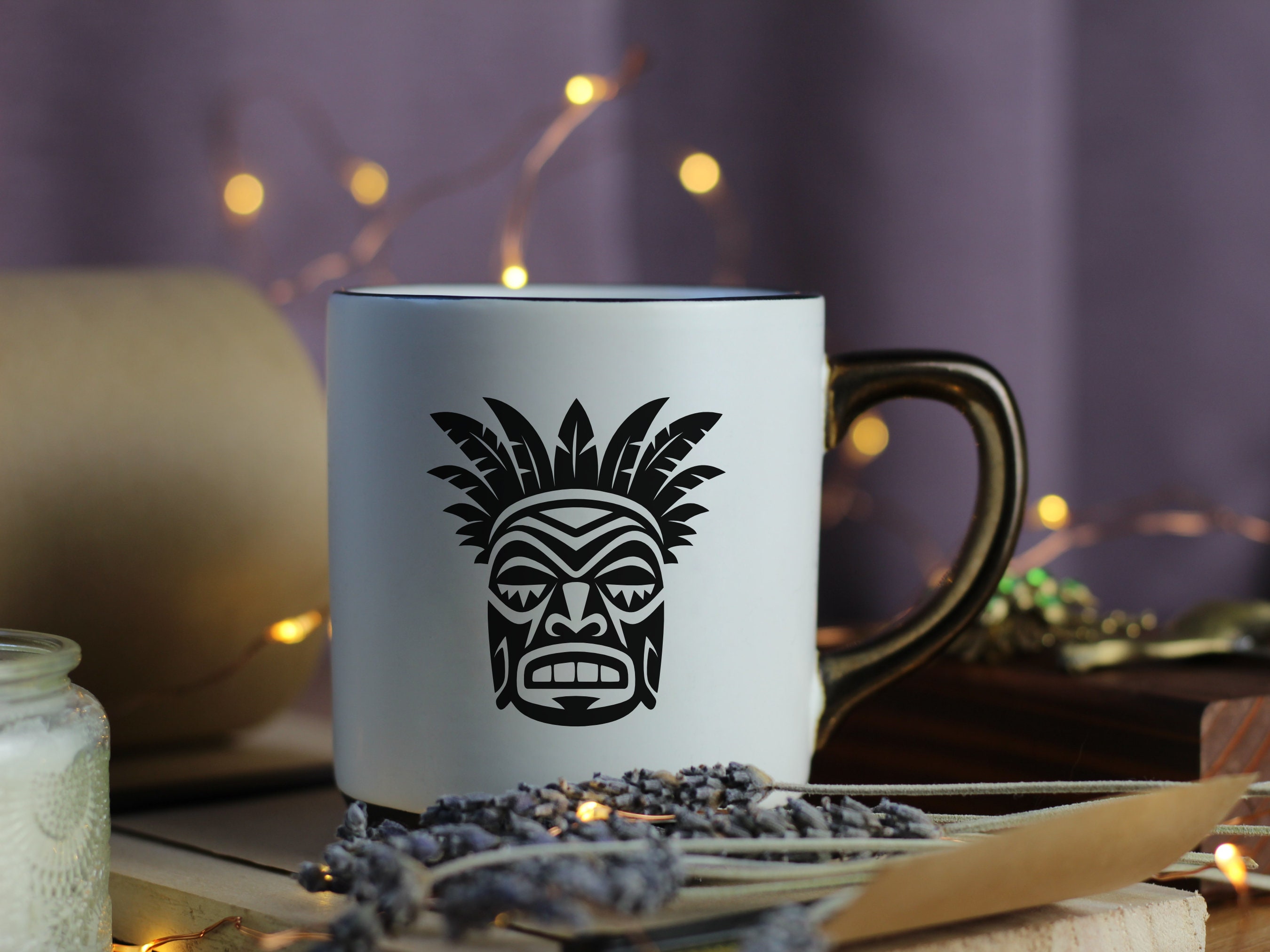 Tiki Mask SVG Wooden Tiki Face Tropical Island Mask Silhouette Clip Art ...