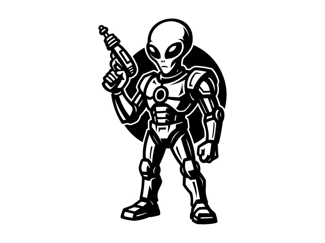 Alien Warrior SVG - Space Invader Sci Fi Alien Gun UFO Martian ...