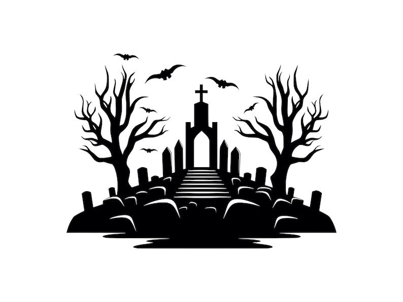 Graveyard SVG Halloween Spooky Cemetery Burial Site - Etsy