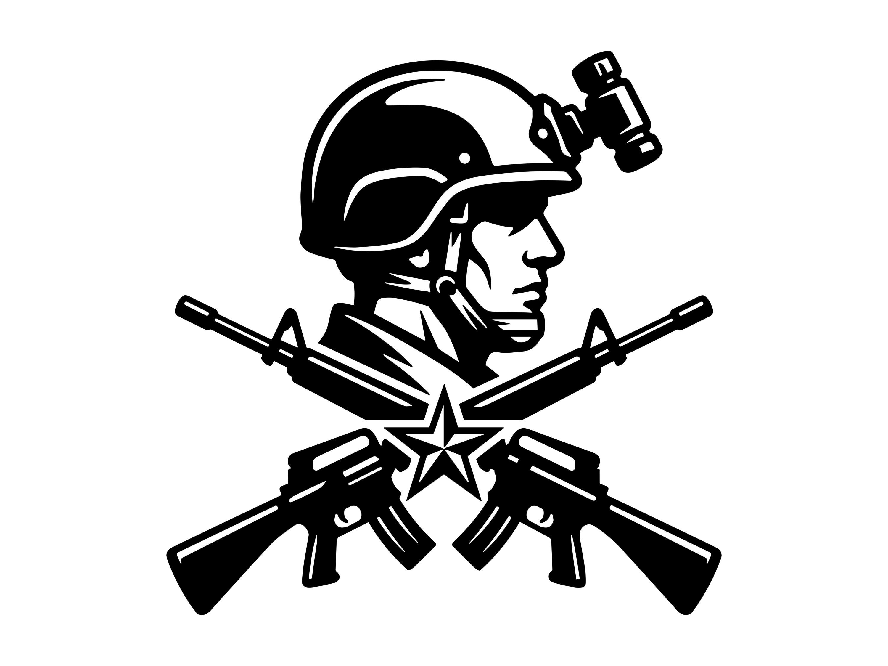 Military Soldier SVG - Army Tactical Helmet Combat Rifle Veteran Hero ...