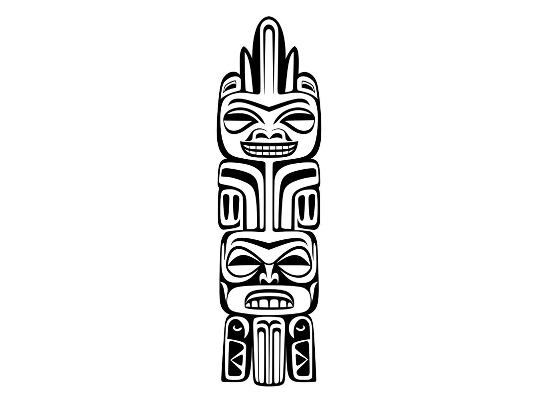 Totem Pole SVG - Indigenous Wood Carving Monument Silhouette Clip Art ...