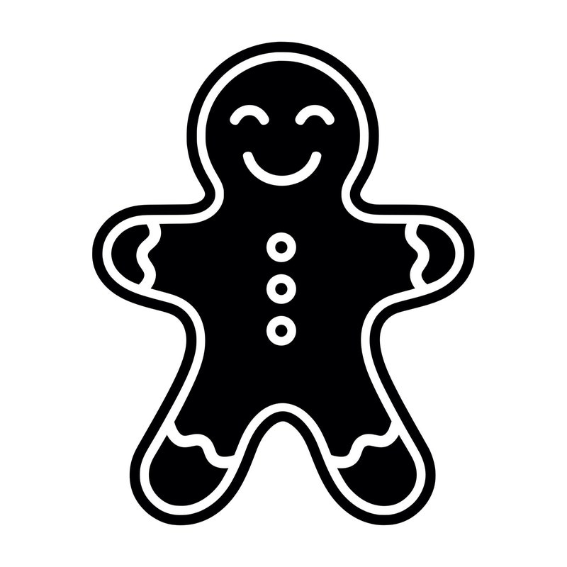 Gingerbread Man Clipart Black White - Etsy