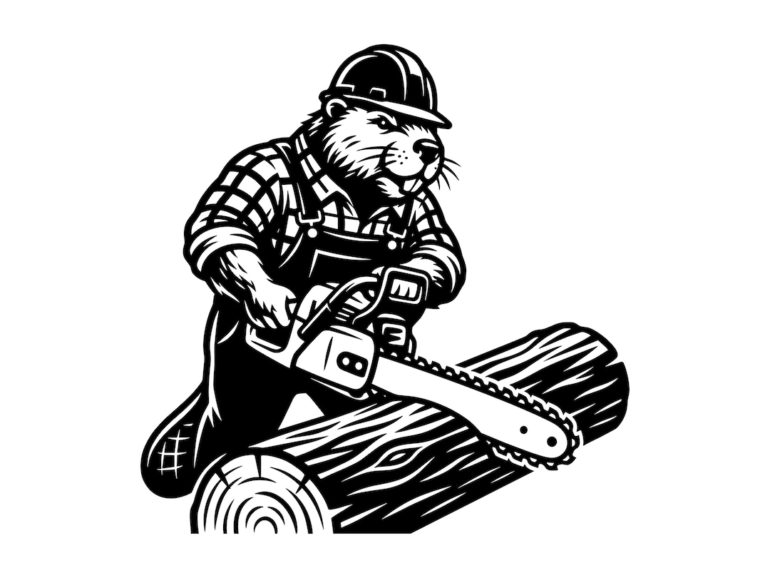 Chainsaw Beaver SVG - Lumberjack Animal Woodland Worker Tree Cutting ...