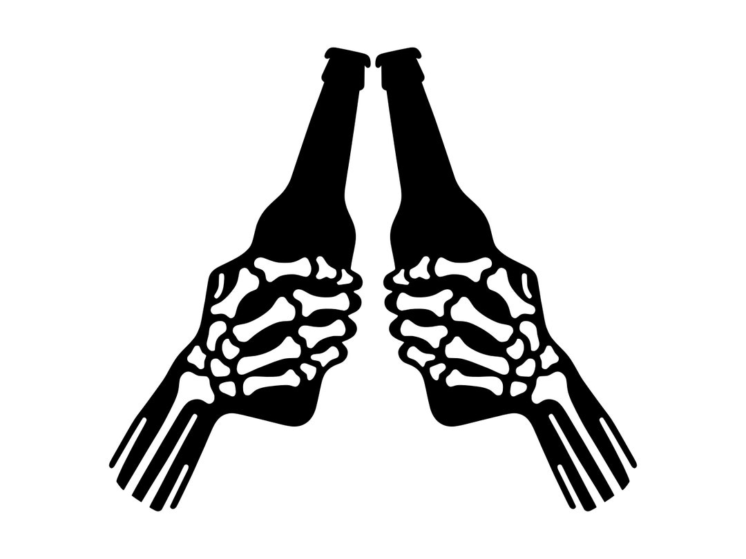 Skeleton Beers SVG - Clinking Beer Bottles Halloween Party Silhouette ...