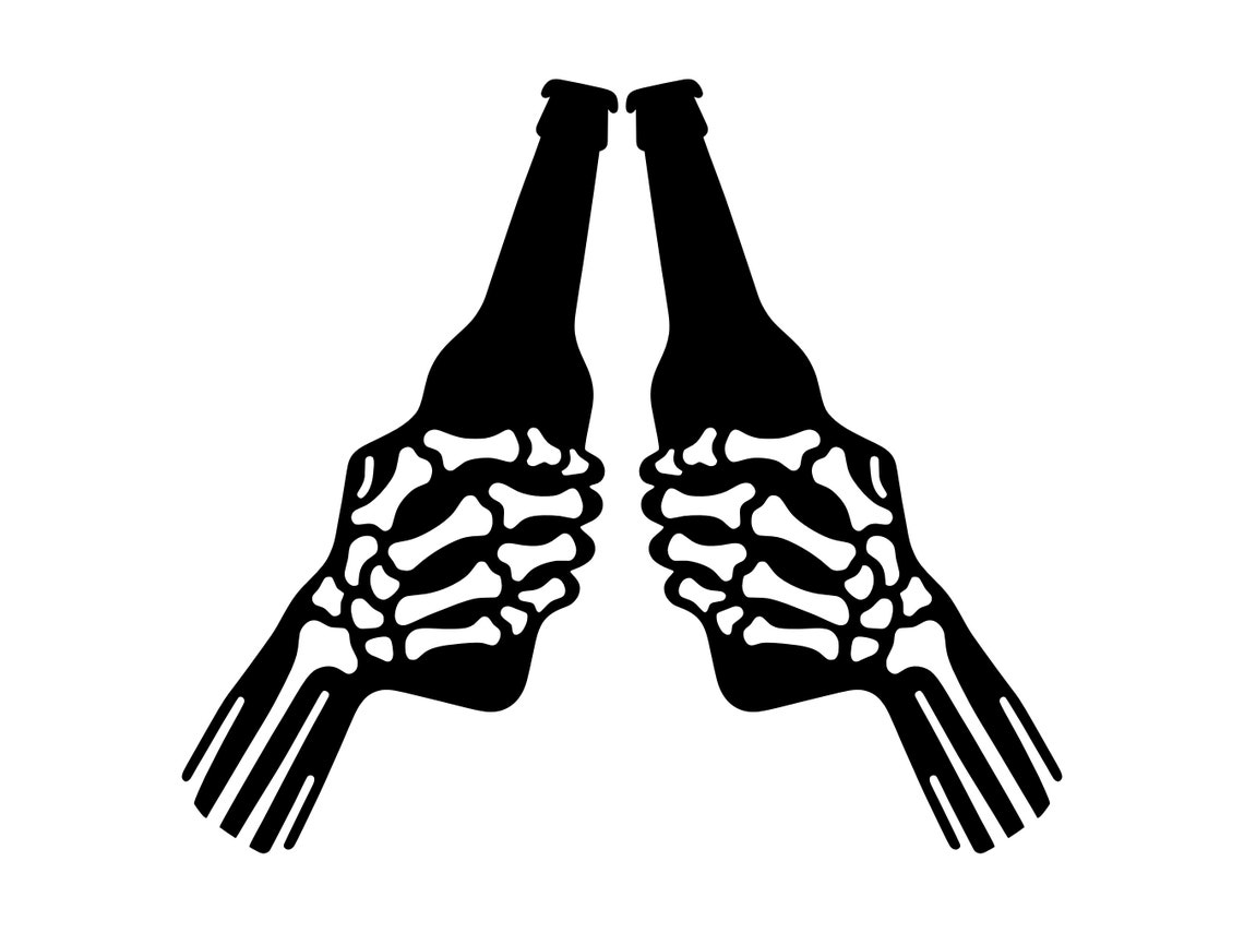 Skeleton Beers SVG - Clinking Beer Bottles Halloween Party Silhouette ...