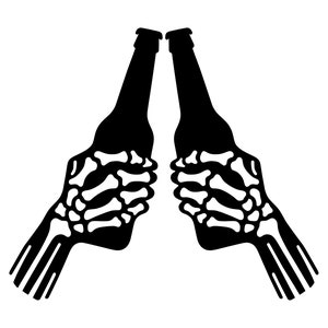 Skeleton Beers SVG - Clinking Beer Bottles Halloween Party Silhouette ...