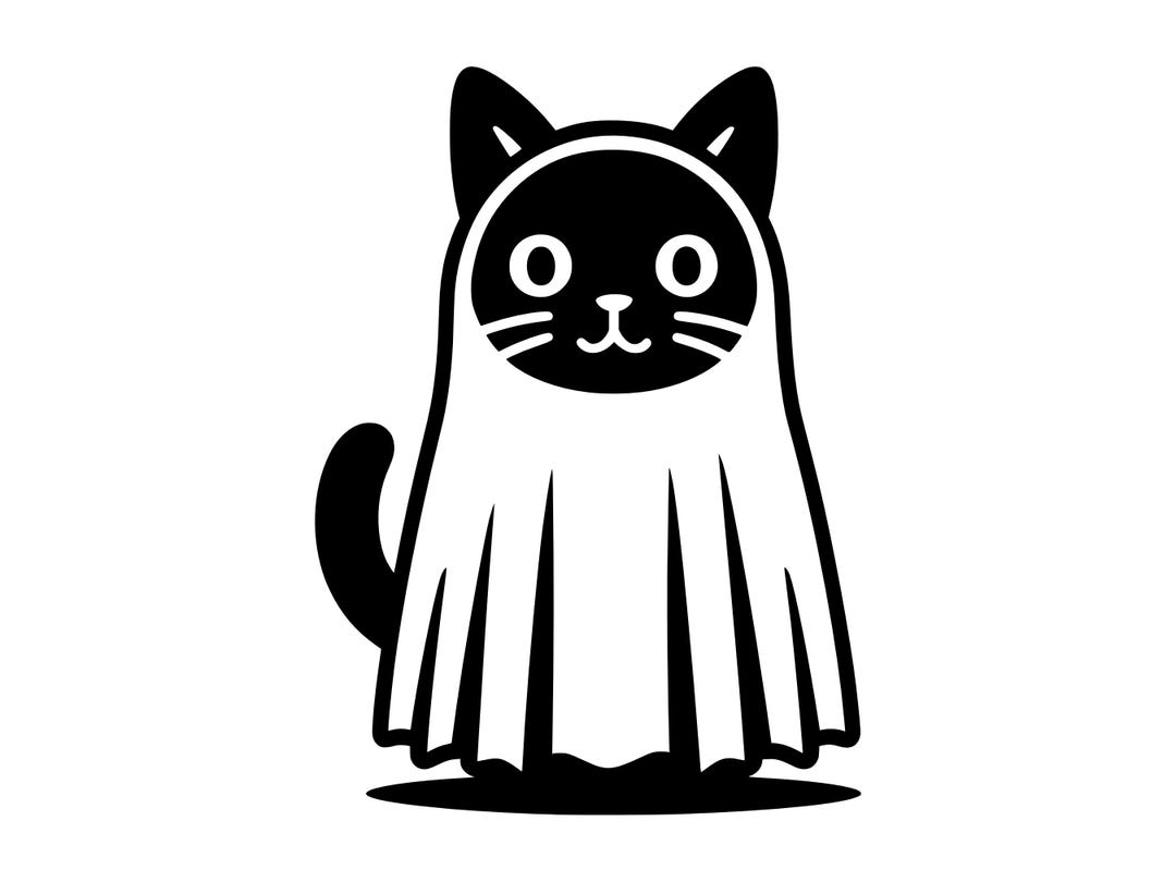 Ghost Cat SVG - Halloween Cute Cat Trick or Treat Costume Printable ...