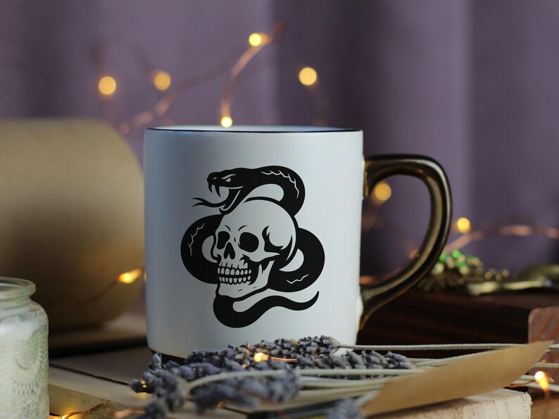 Skull Snake SVG - Gothic Tattoo Dark Art Halloween Horror Macabre Skull ...
