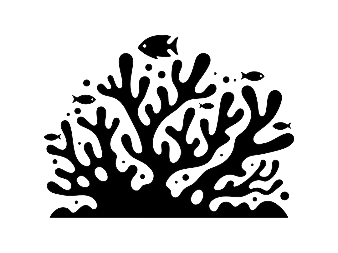 Coral Reef SVG - Fish Ocean Underwater Sea Aquatic Life Silhouette Clip ...