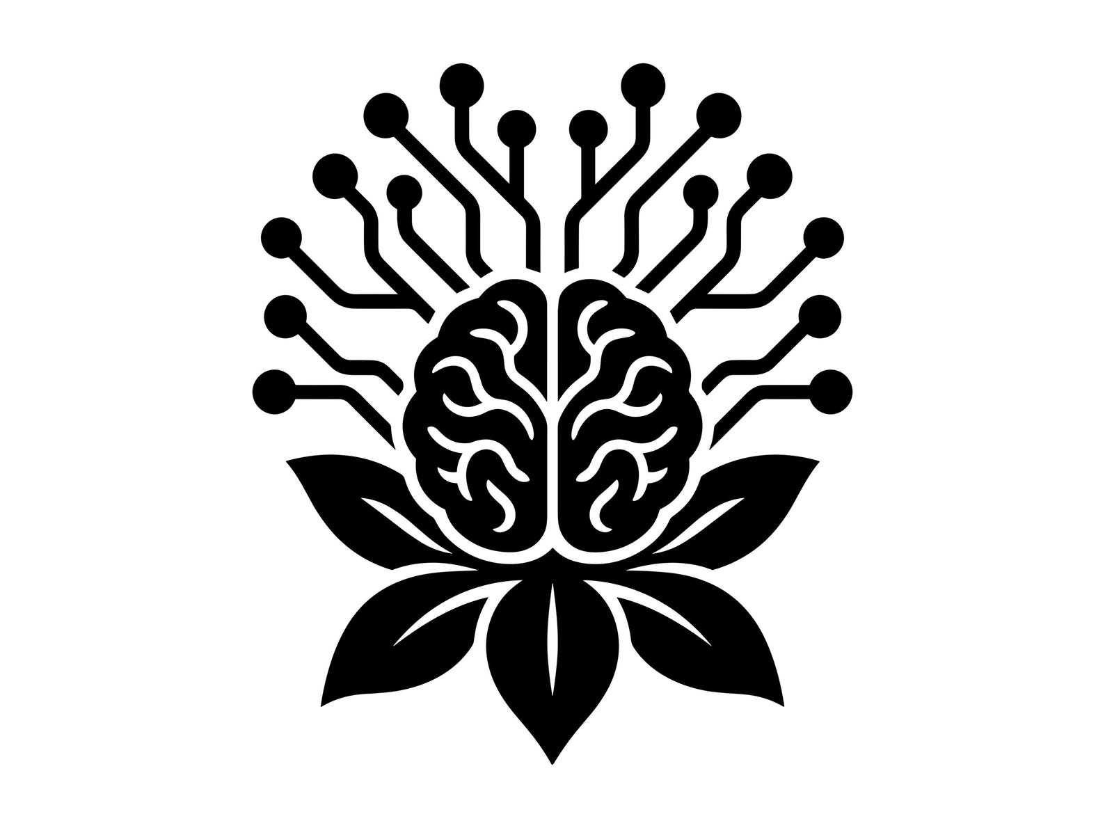 Tech Bloom SVG - Artificial Intelligence Brain Flower Futuristic Nature ...