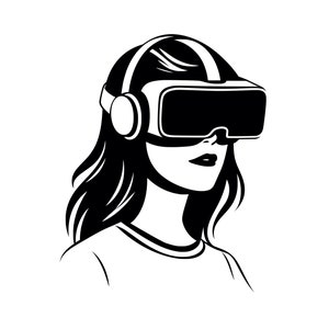 VR Headset SVG - Woman in Virtual Reality Goggles Tech Silhouette ...