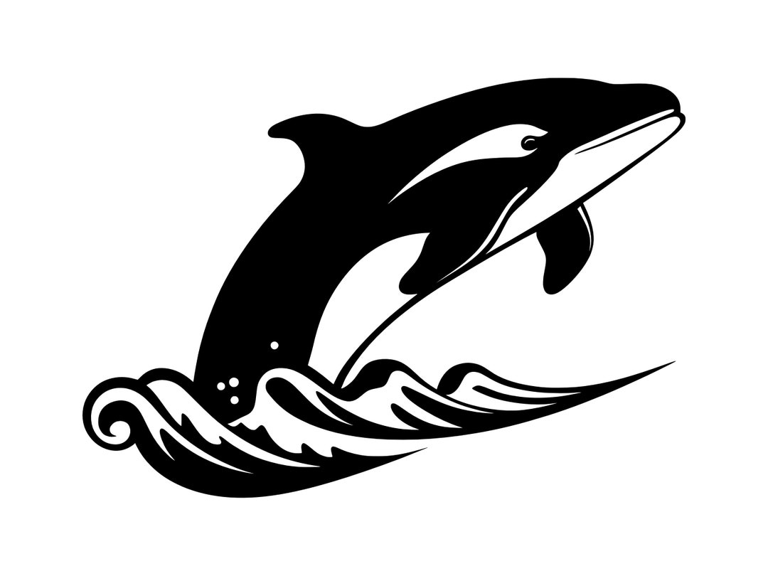 Whale SVG - Breaching Whale Orca Dolphin Sea Animal Printable Clip Art ...