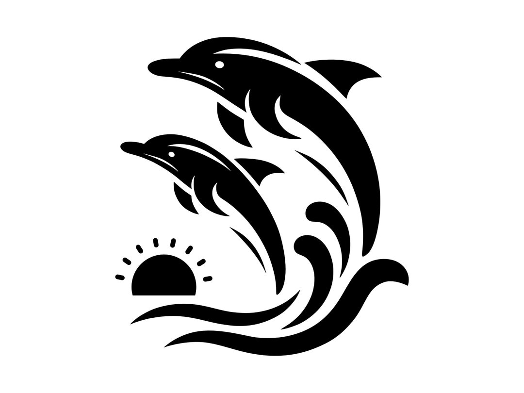 Dolphins SVG - Dolphins Jumping Ocean Beach Sea Animals Silhouette Clip ...