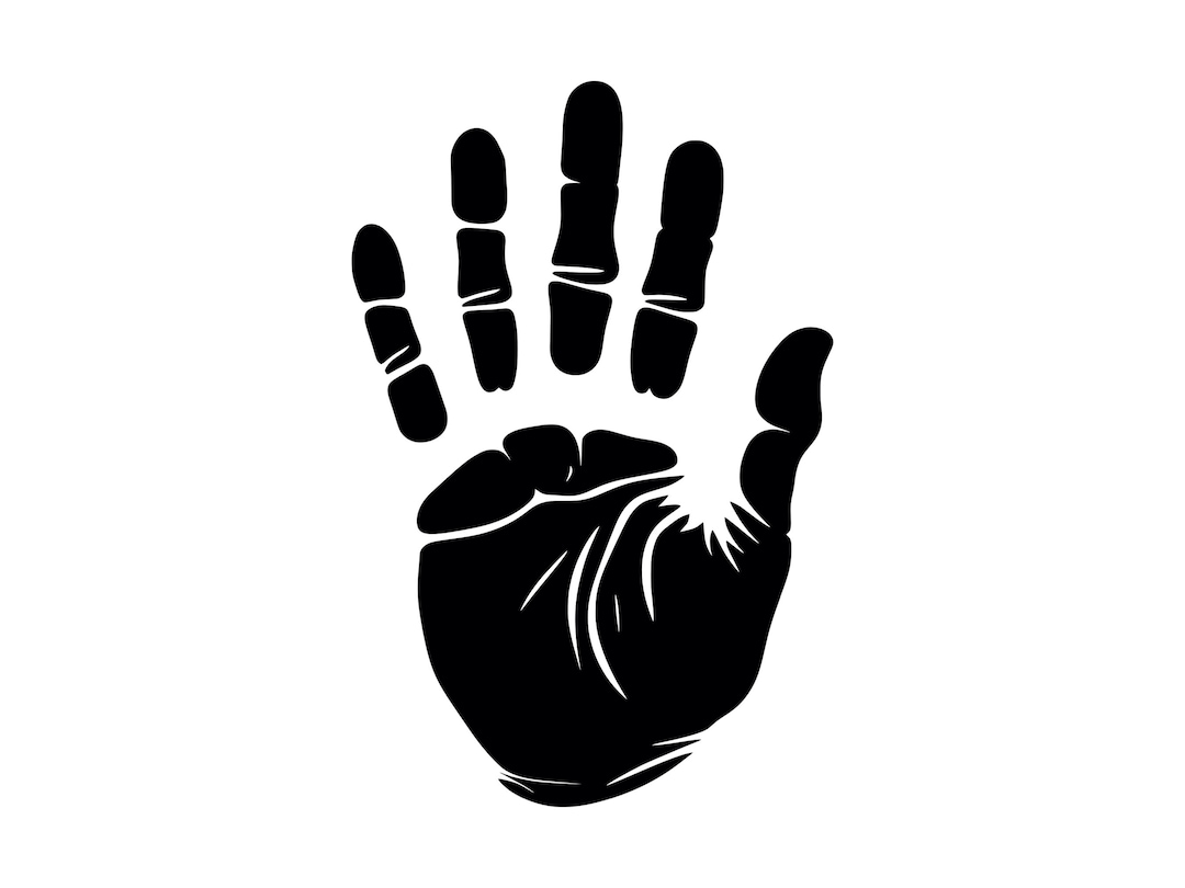 Hand Print SVG - Human Hand Finger Print Outline Printable Clip Art Cut ...