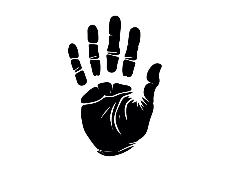 Hand Print SVG - Human Hand Finger Print Outline Printable Clip Art Cut ...