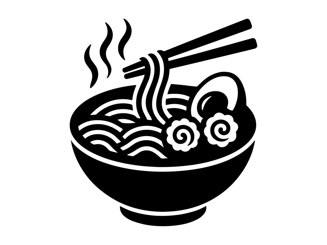 Ramen Bowl SVG - Japanese Food Noodles Chopsticks Soup Kitchen Art ...