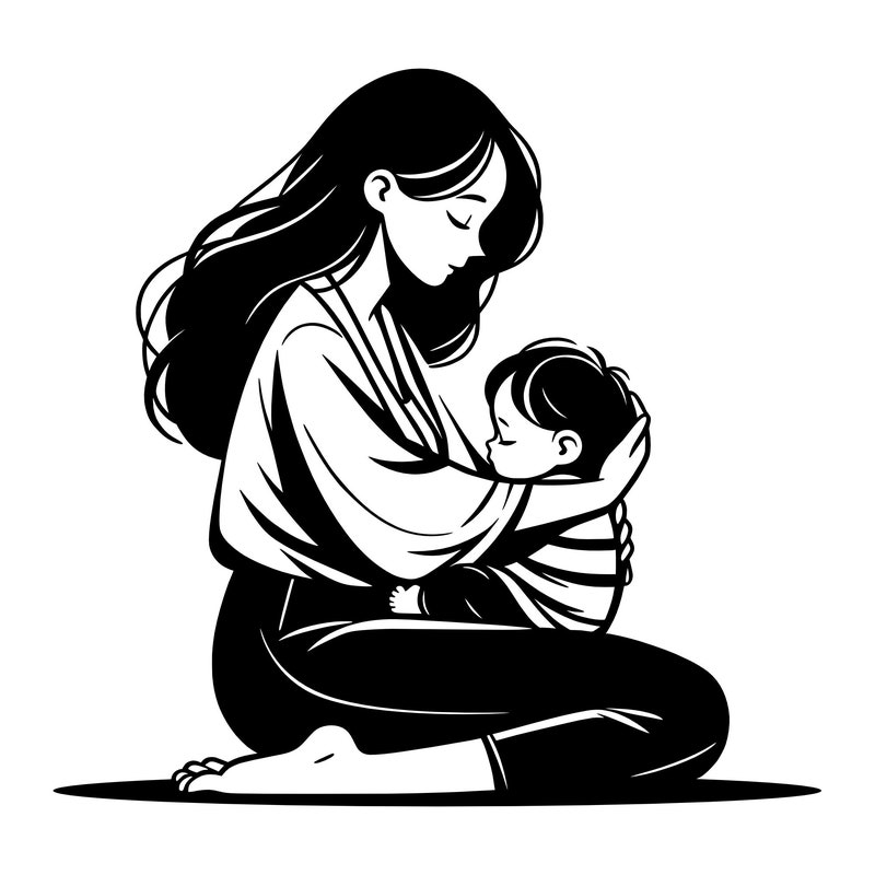 Mother and Child Svg - Etsy